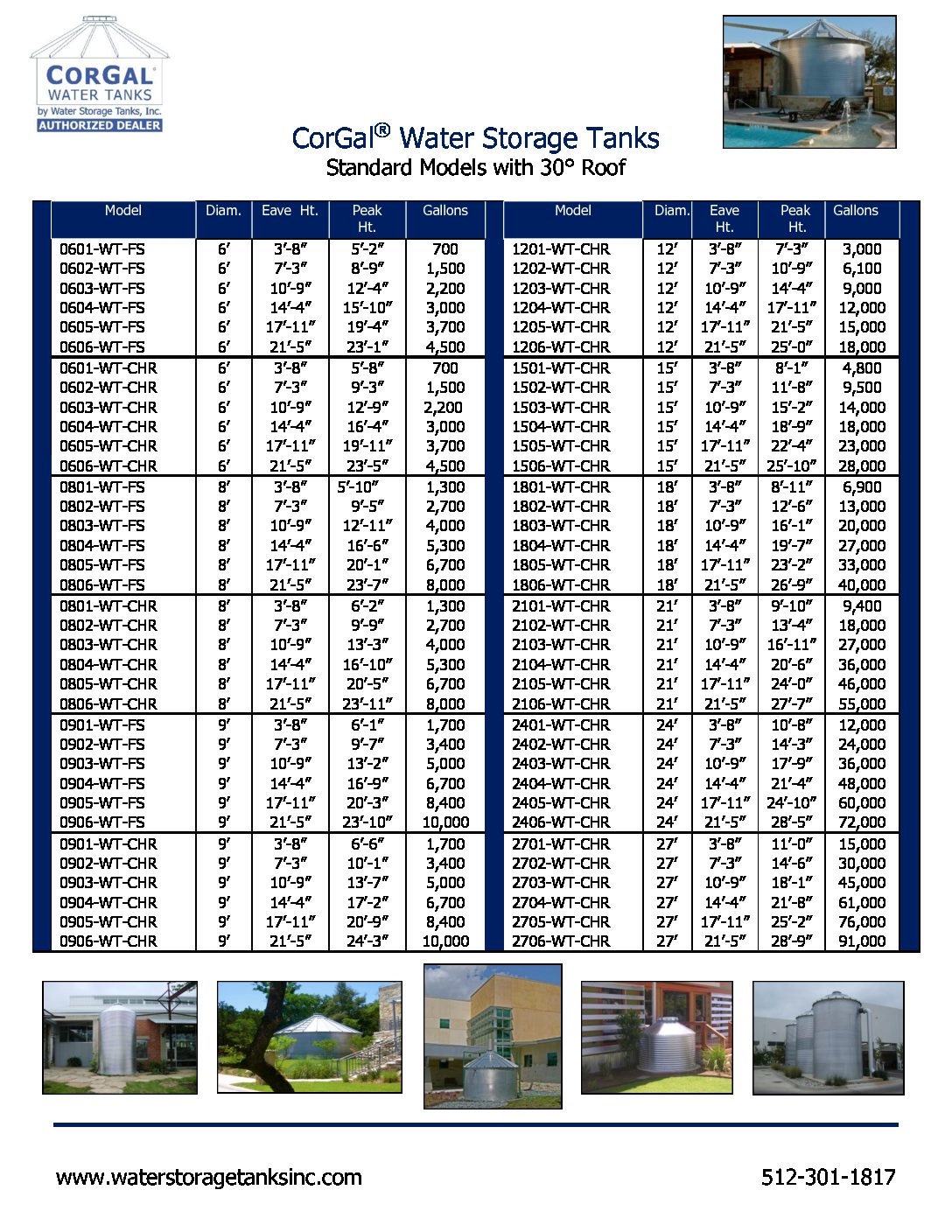 WST-Standard-Model-Chart-30-Degree-Roof-Flyer - Water Storage Tanks, Inc.